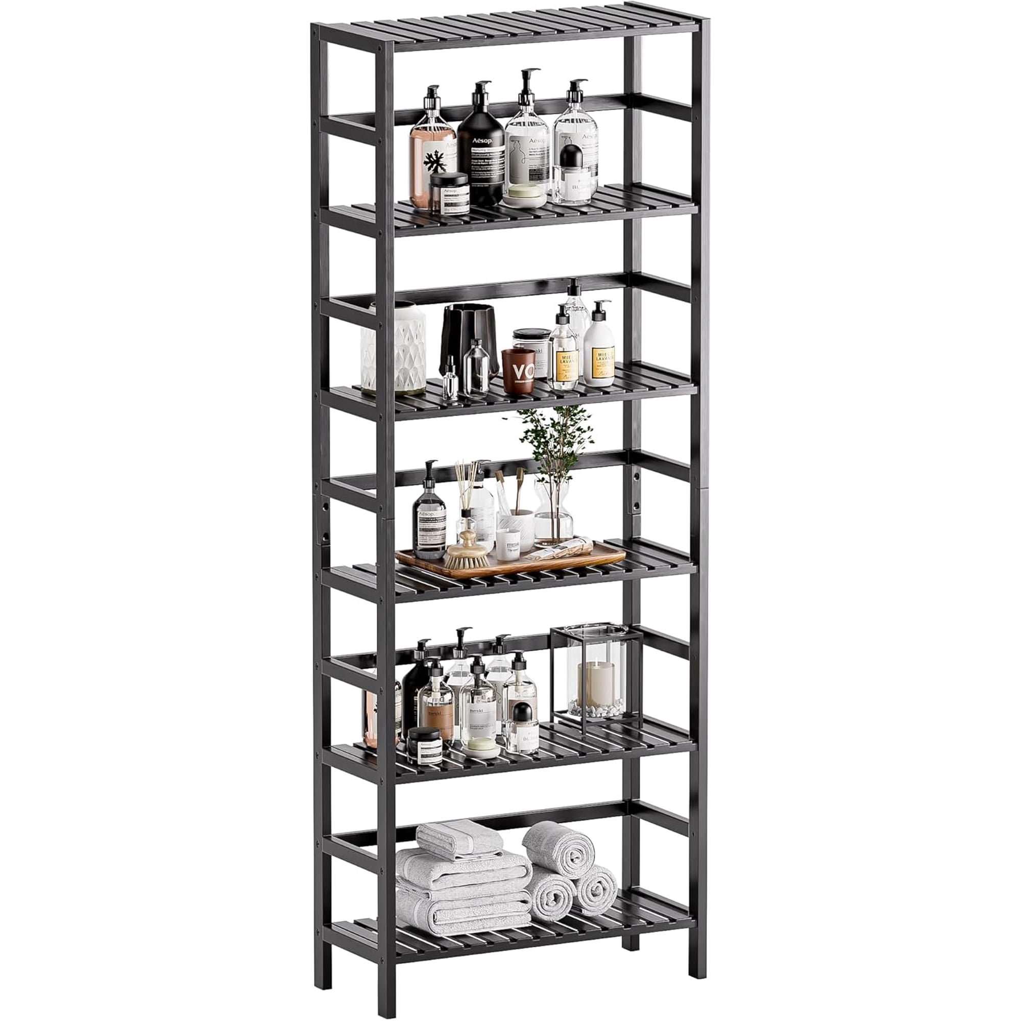 Click here for Kbgjfv 6-Tier Bamboo Bookshelf  Tall Open Bookcase... prices