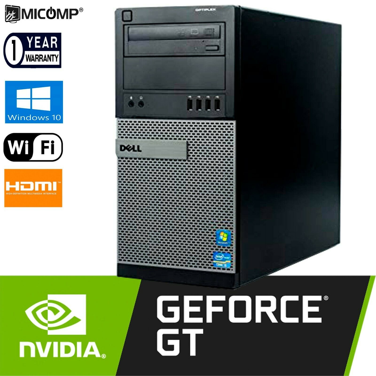 Dell Gaming Computer Nvidia GT 1030 Video Core i5 3.2Ghz 8Gb 500Gb ...