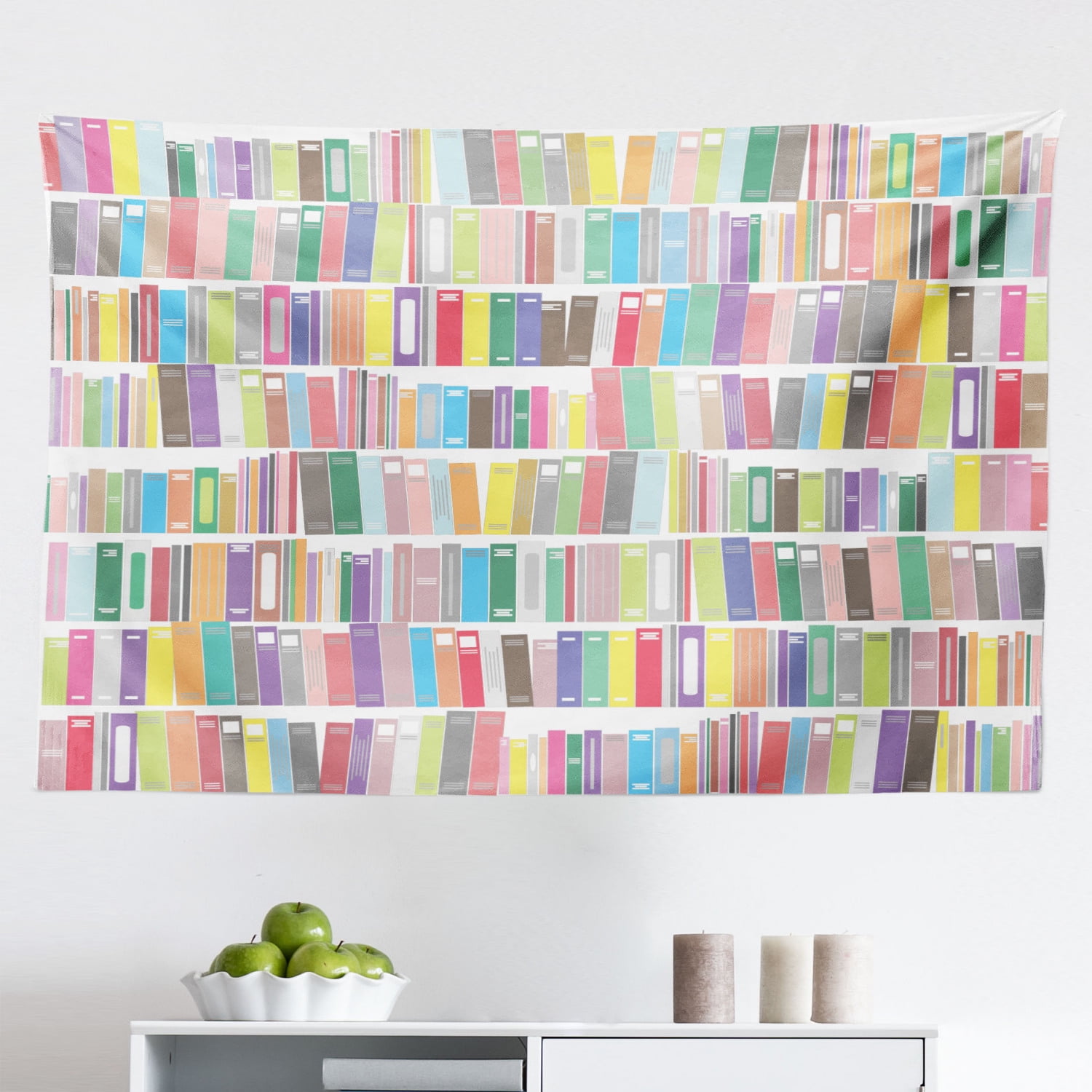 Library Tapestry, Digital Drawn Love Education Concept Wooden ...