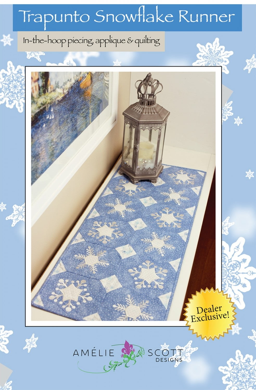 Trapunto Snowflake Runner Machine Embroidery Pattern by Amelie Scott ...
