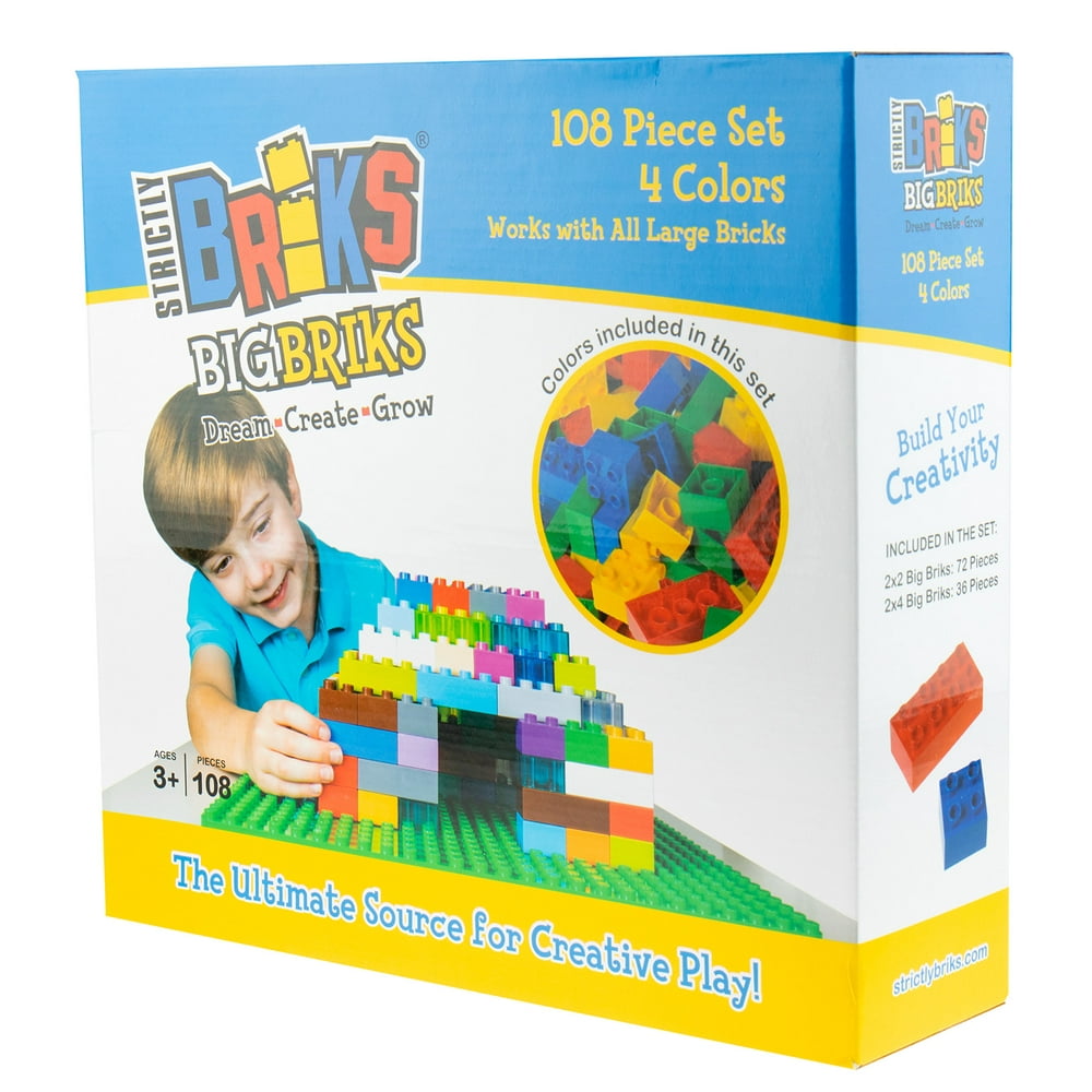 Strictly Briks Big Briks Brick Construction Set - 108 Pieces - Blue ...