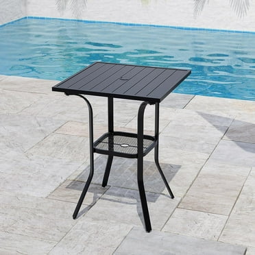 Ktaxon 40in Iron Patio Bar Height Table, Black, Outdoor High Top ...