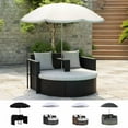 vidaXL Patio Bed Outdoor Patio Lounger Wicker Daybed with Parasol Poly ...