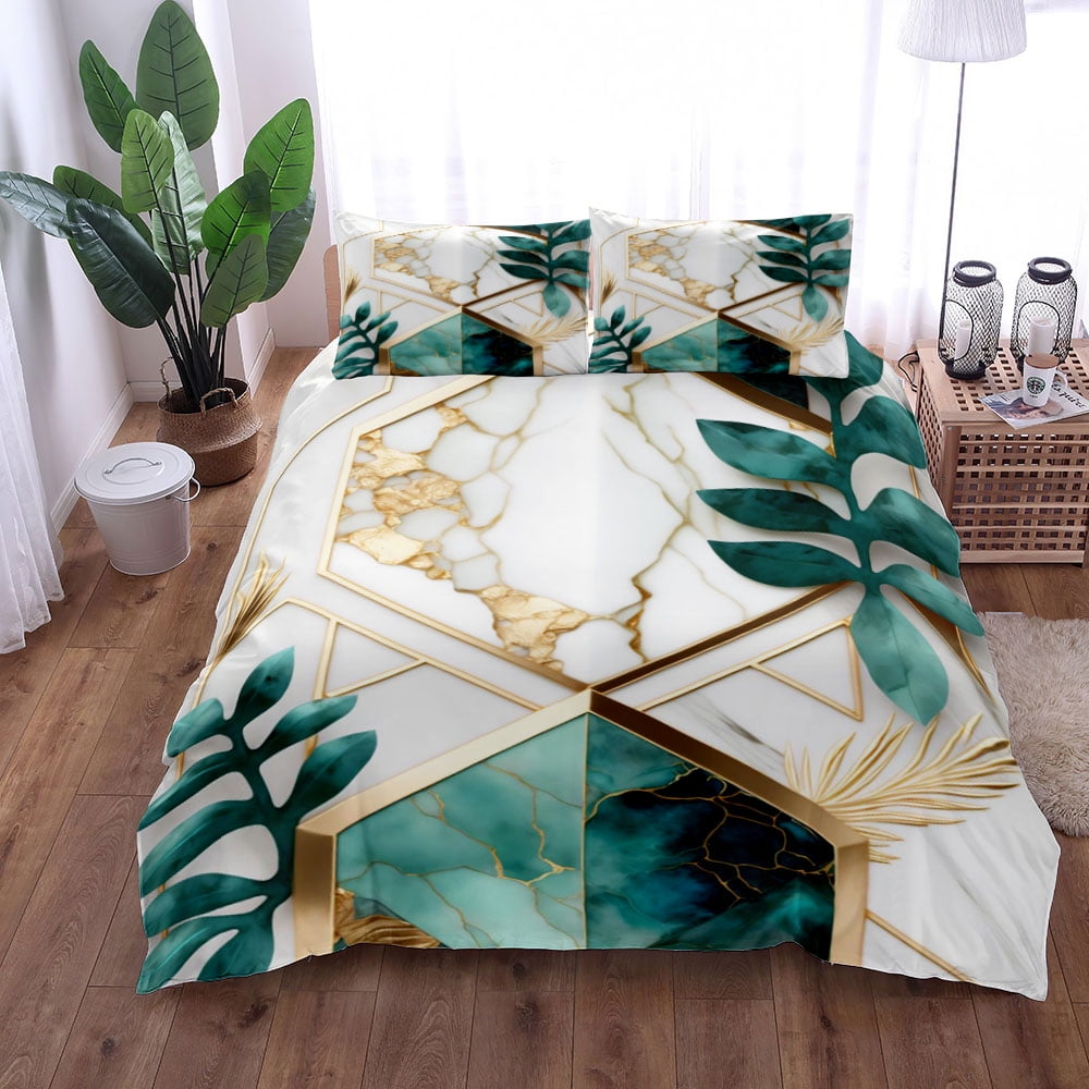 Click here for Yingd Fluid Leaves Duvet Cover Set King Queen Doub... prices