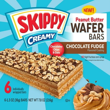SKIPPY Creamy Peanut Butter And Chocolate Fudge Wafer Snack Bar, 7.8 oz ...