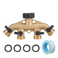 CaraMart Outdoor Brass 4 Way Hose Splitter High Flow Garden Water ...
