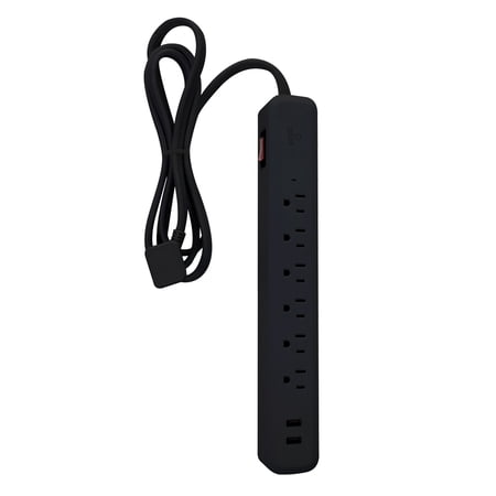 Globe Electric Designer Series 6ft 6-Outlet Power Strip, 2X USB Ports ...