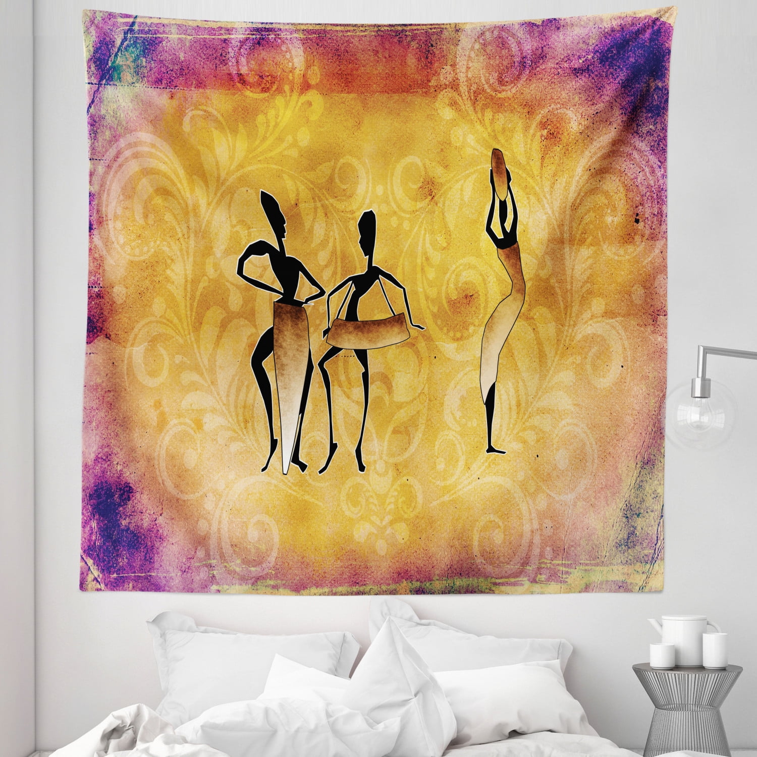 African Tapestry, Native Women Dancing Community Celebrating Folkloric ...