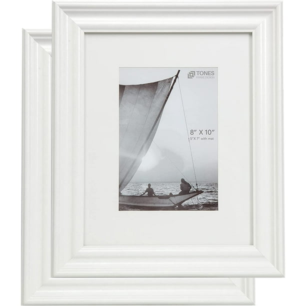 AmPm MDF Wood Waved Frame 8x10 Photo Picture Frame, White Wood Frame, 2 ...