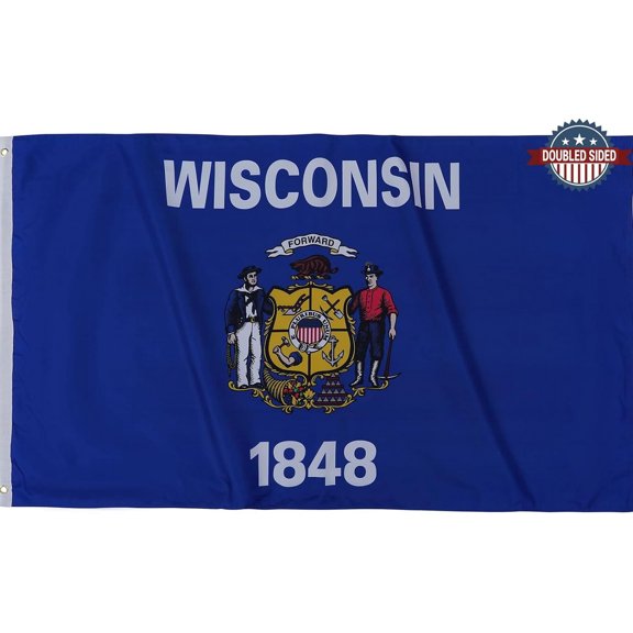 PinMart's Embroidered US State Flag Patch- Wisconsin Flag - Walmart.com