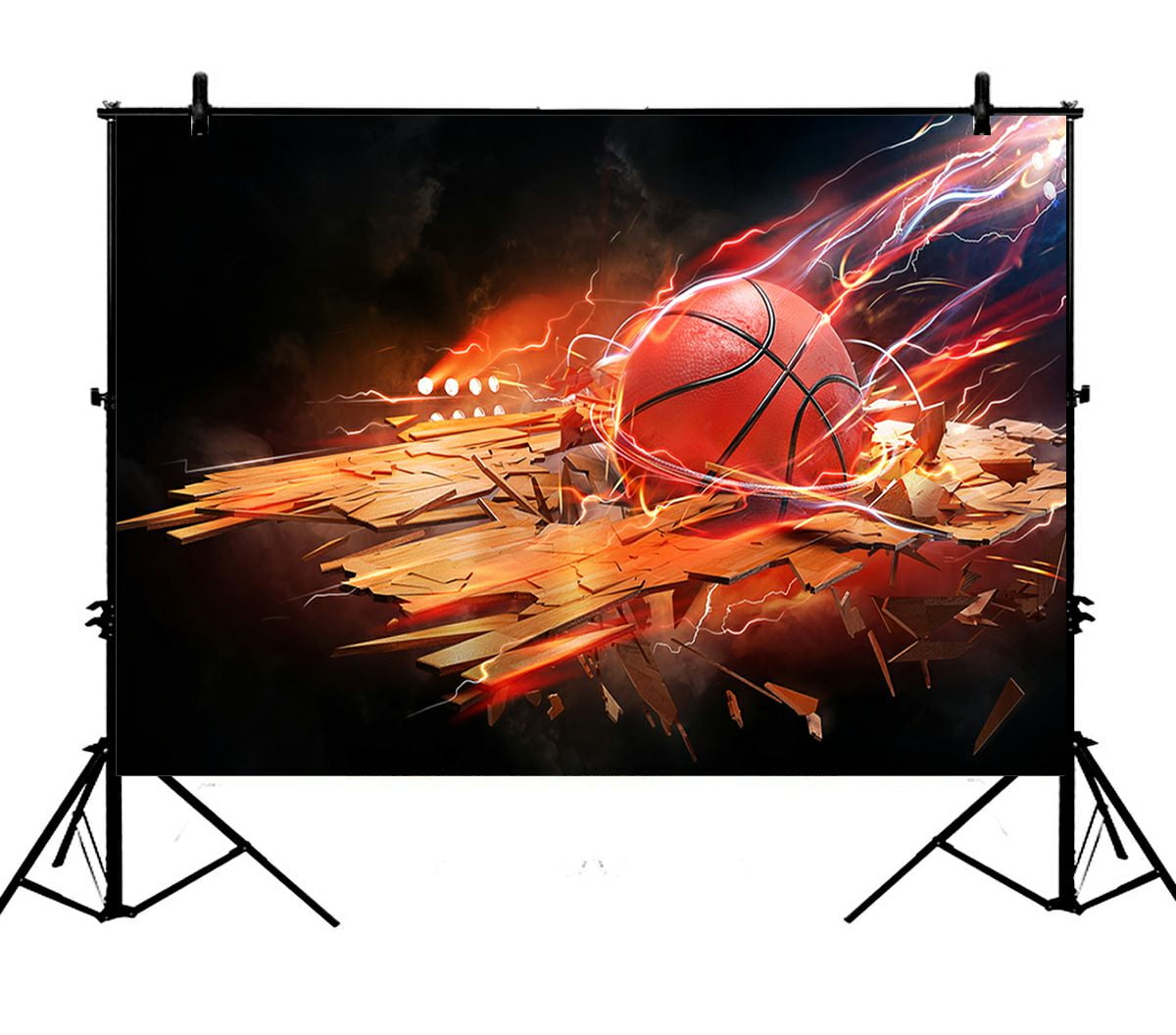 ZKGK 7x5ft Fire Basketball Art Polyester Photography Backdrop For ...