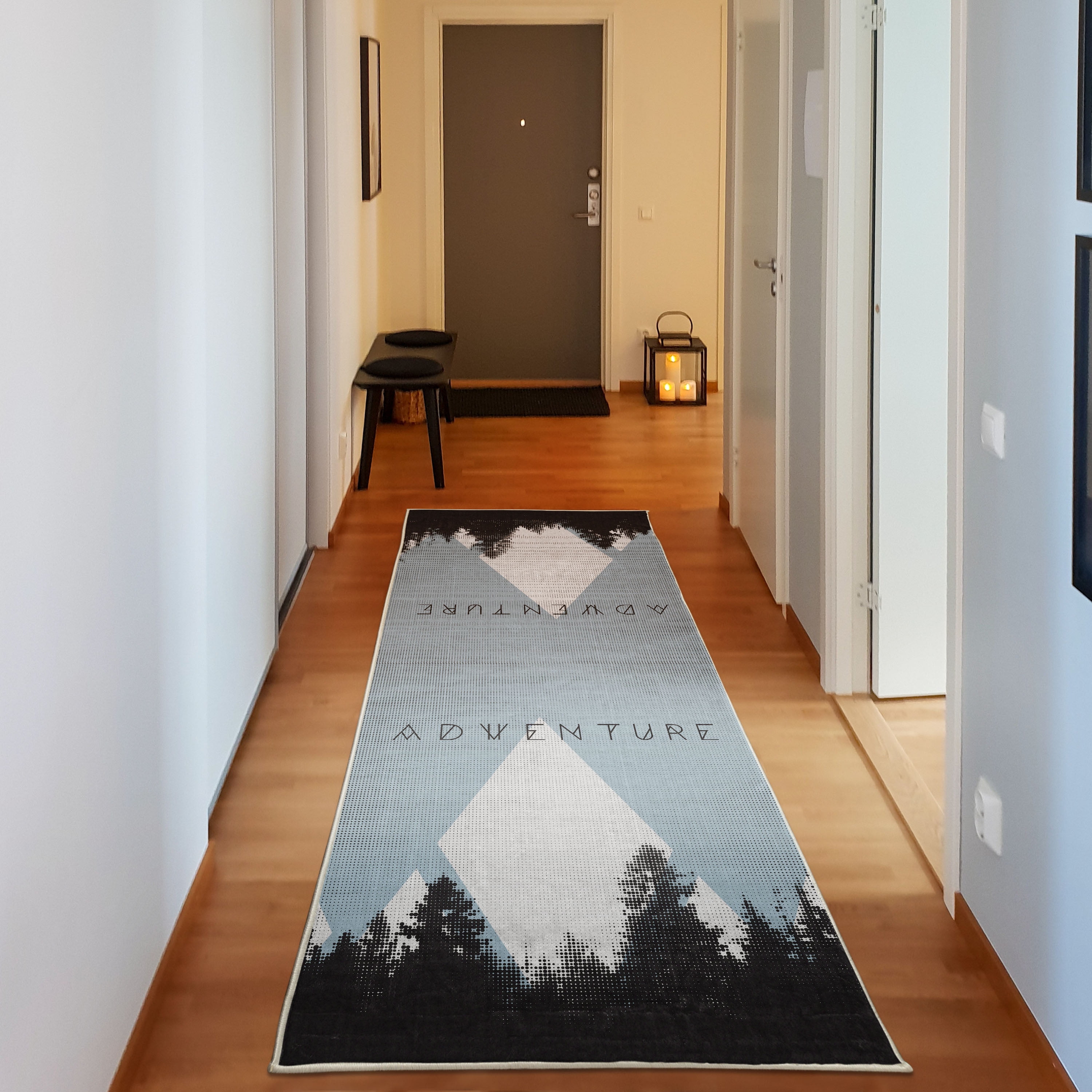 Adventure Decorative Rug, Forest Halftone Effect Hipster Typography ...