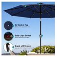 9FT Patio Umbrella Solar Lights, Outdoor Tilt Crank Umbrella for Garden ...