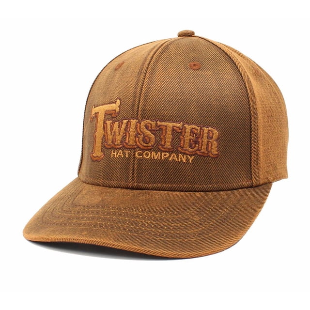 Twister Hat Company Mens Embroidered Logo Oilskin Brown Snapback Cap ...
