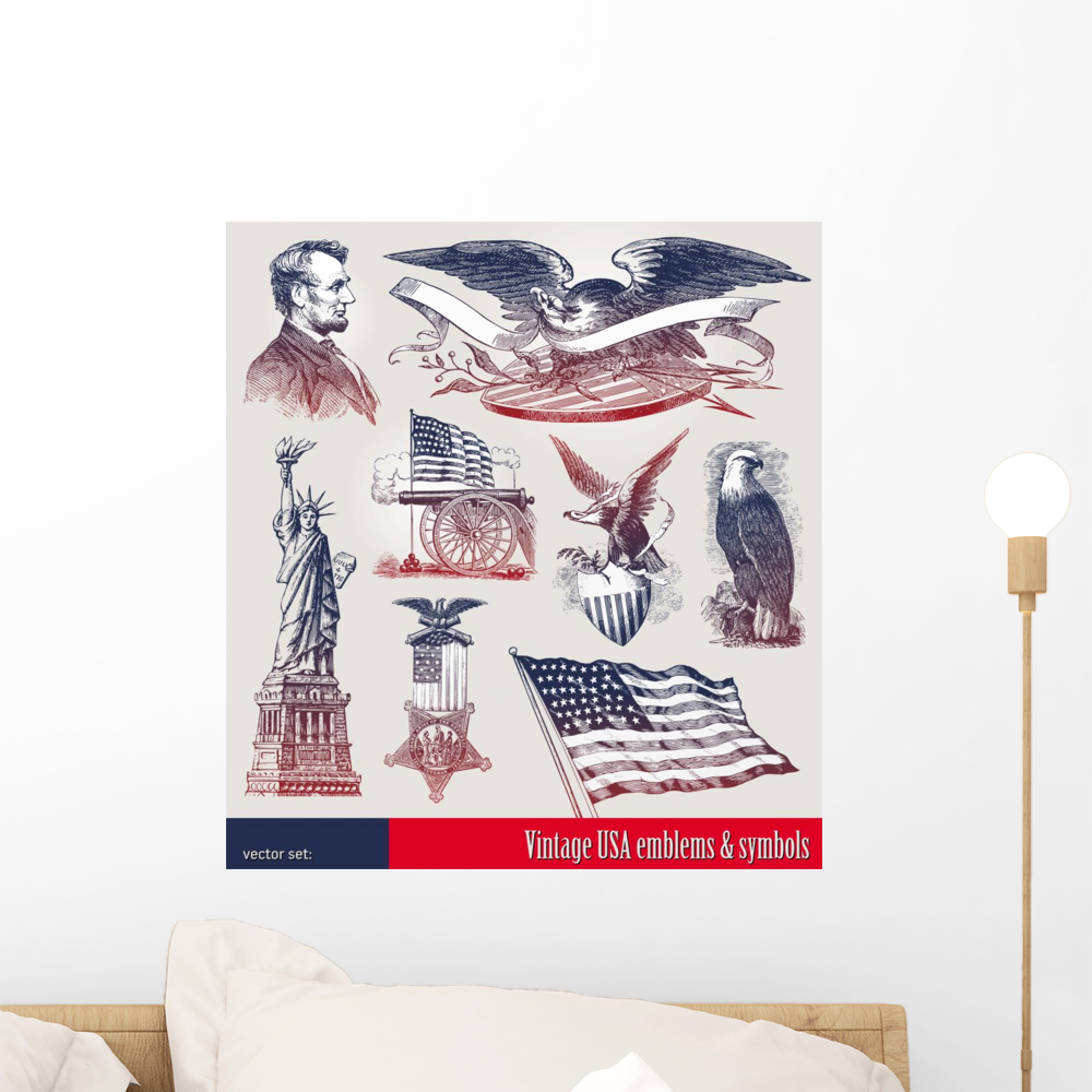 Patriotic American Emblems Symbols Wall Decal by Wallmonkeys Peel and ...