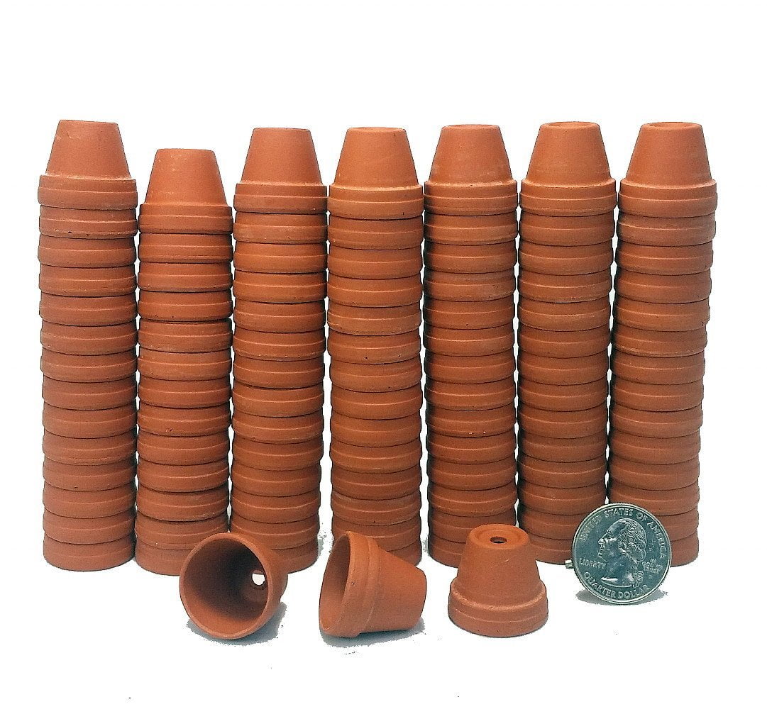 100 - 7/8" Thimble Size Clay Pots - Great for Plants/Crafts/Fairy ...