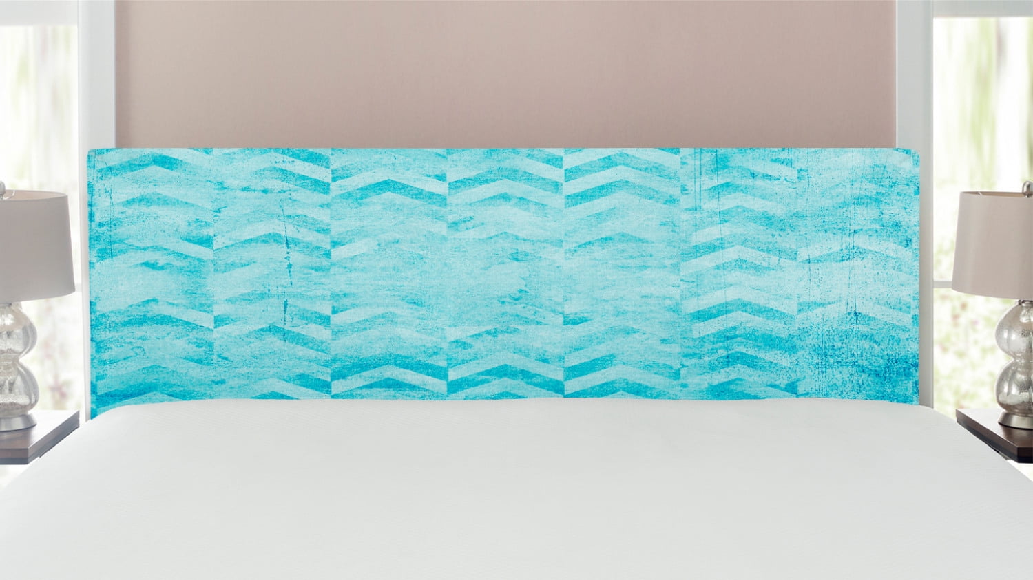 Turquoise Headboard, Geometric Design Chevron Patterns on Old Vintage ...