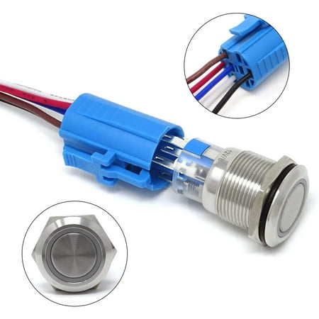 Momentary Push Button Switch 1NO1NC Waterproof Silver Stainless Steel ...