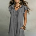 Ayolanni Short Sleeve Spring Dresses for Women Flutter Sleeve Casual ...