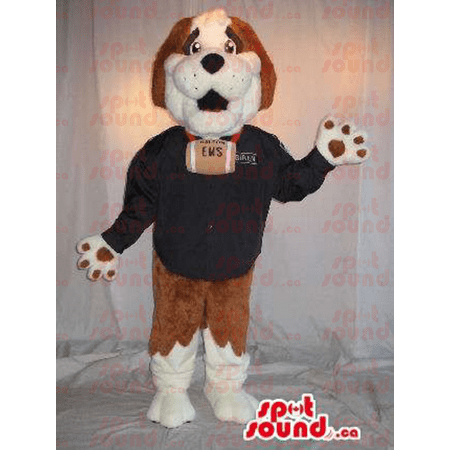 Saint Bernard Dog Plush SPOTSOUND Mascot In A Customised Top With A ...