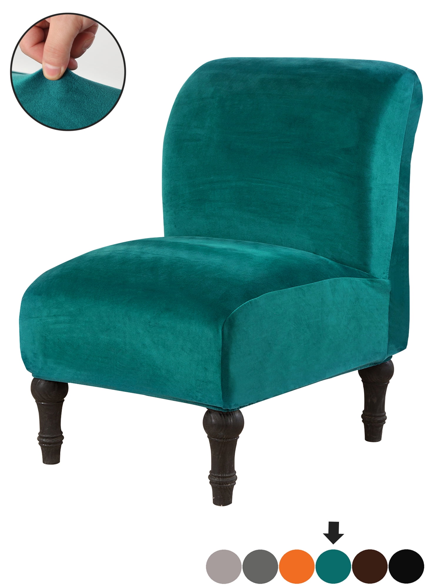 KBOOK Velvet Accent Chair Covers Stretch Armless Chair Slipcover ...
