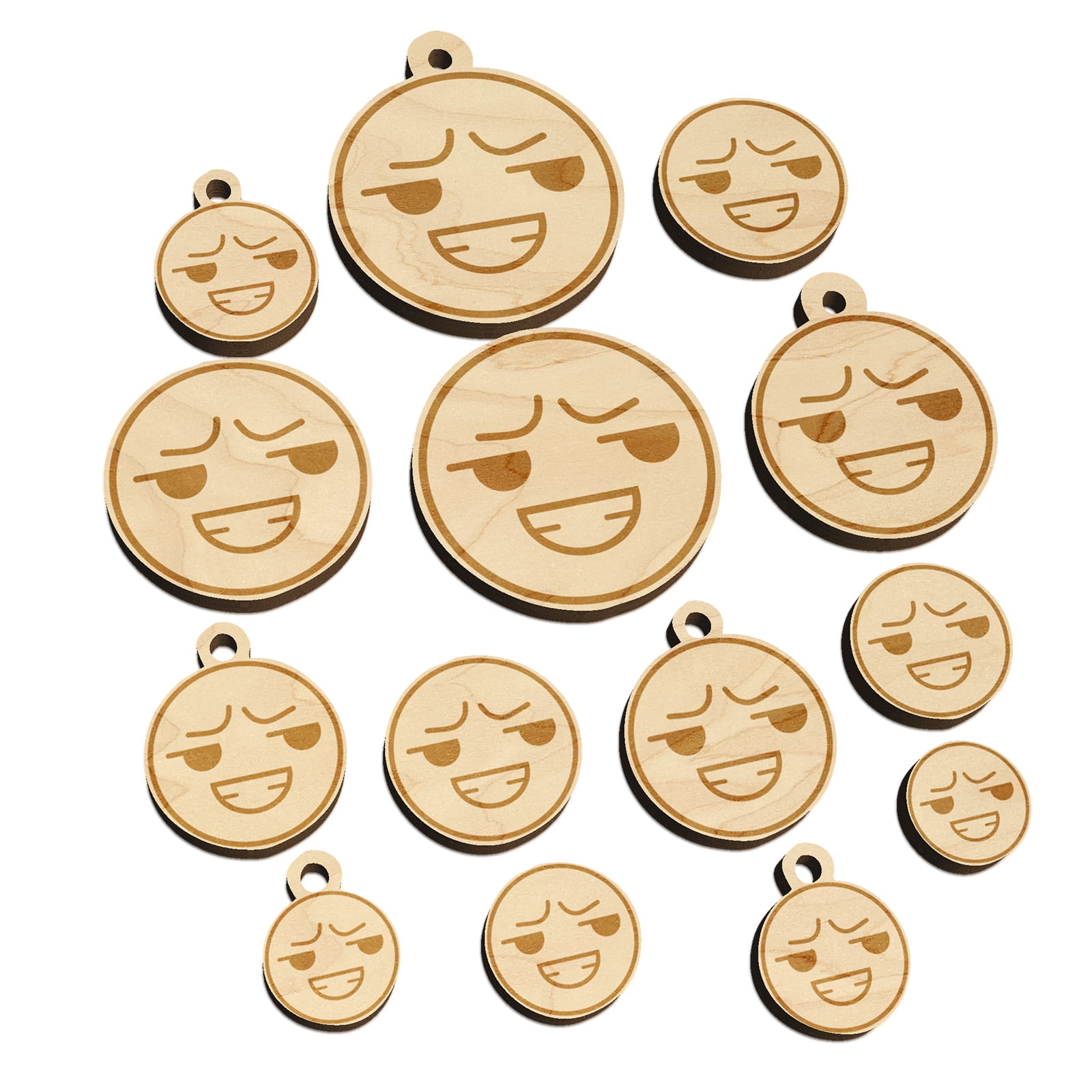 Kawaii Cute Smug Smirk Smile Face Wood Mini Charms Shapes DIY Craft ...