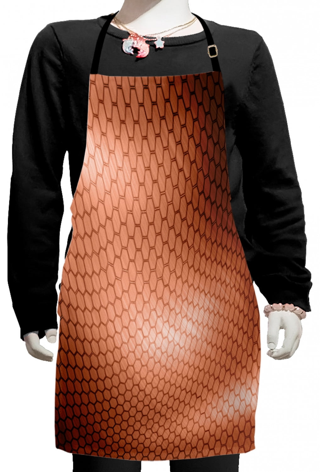 Abstract Kids Apron, Hexagonal Comb Mesh Pattern with Abstract Wave ...