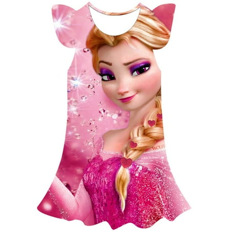 Disney Frozen Elsa Princesse Robe 3D Imprimer Filles Robe D'été Frozen ...