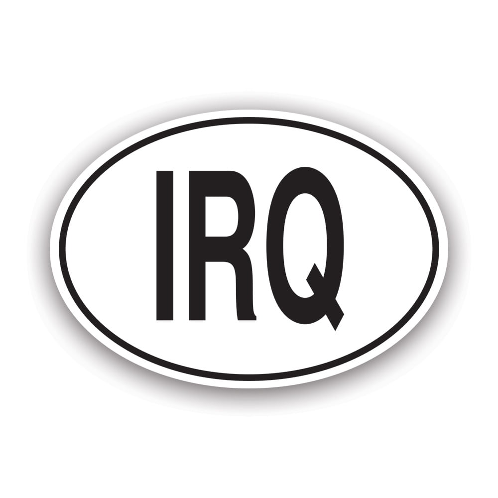 IRQ Iraq Country Code Oval Sticker Decal - Self Adhesive Vinyl ...