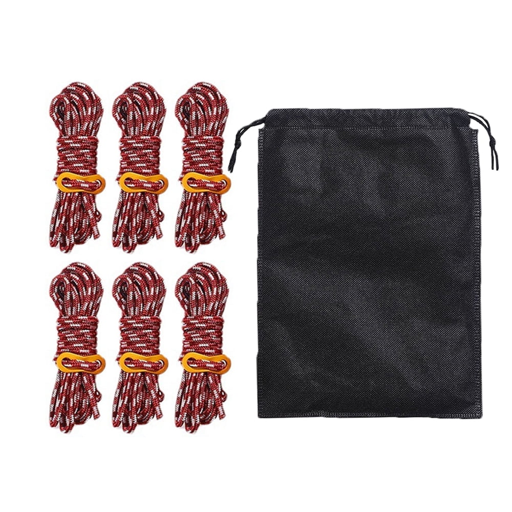 6 Pack 5mm Outdoor Guy Lines Tent Cords Camping Rope with Adjuster ...