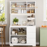 Homfa 70.9'' Kitchen Pantry Cabinet with Charging Station and LED Light ...