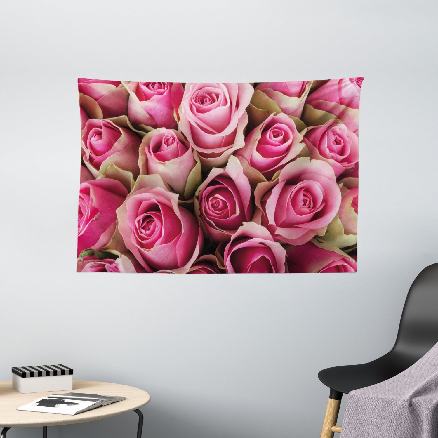 Rose Tapestry, Blooming Fresh Pink Roses Festive Bridal Bouquet Romance ...