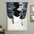 Black Broken Stone Tie Up Curtains for Window, Thermal Insulated ...