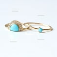Diamond and Turquoise Sun Design Rings, December Turquoise Ring, Gift ...