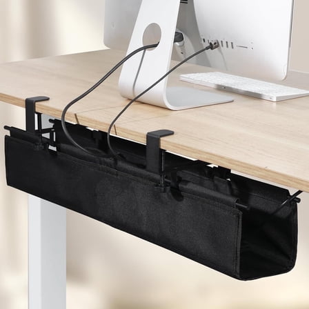 2 Pieces Under Desk Cable Management Organizer with Upgrade Clips, PC ...