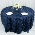 BalsaCircle 132" Navy Blue Leaf Petals Taffeta Round Tablecloth ...