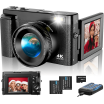 4K 48MP Digital Camera for Youtube Vlogging, 16X Zoom, Wi-Fi, Includes ...