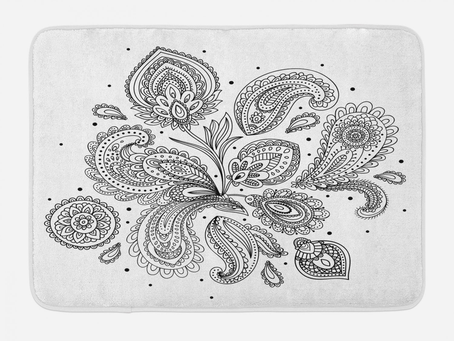 Henna Bath Mat, Eastern Inspired Various Ornamental Patterns Circles ...