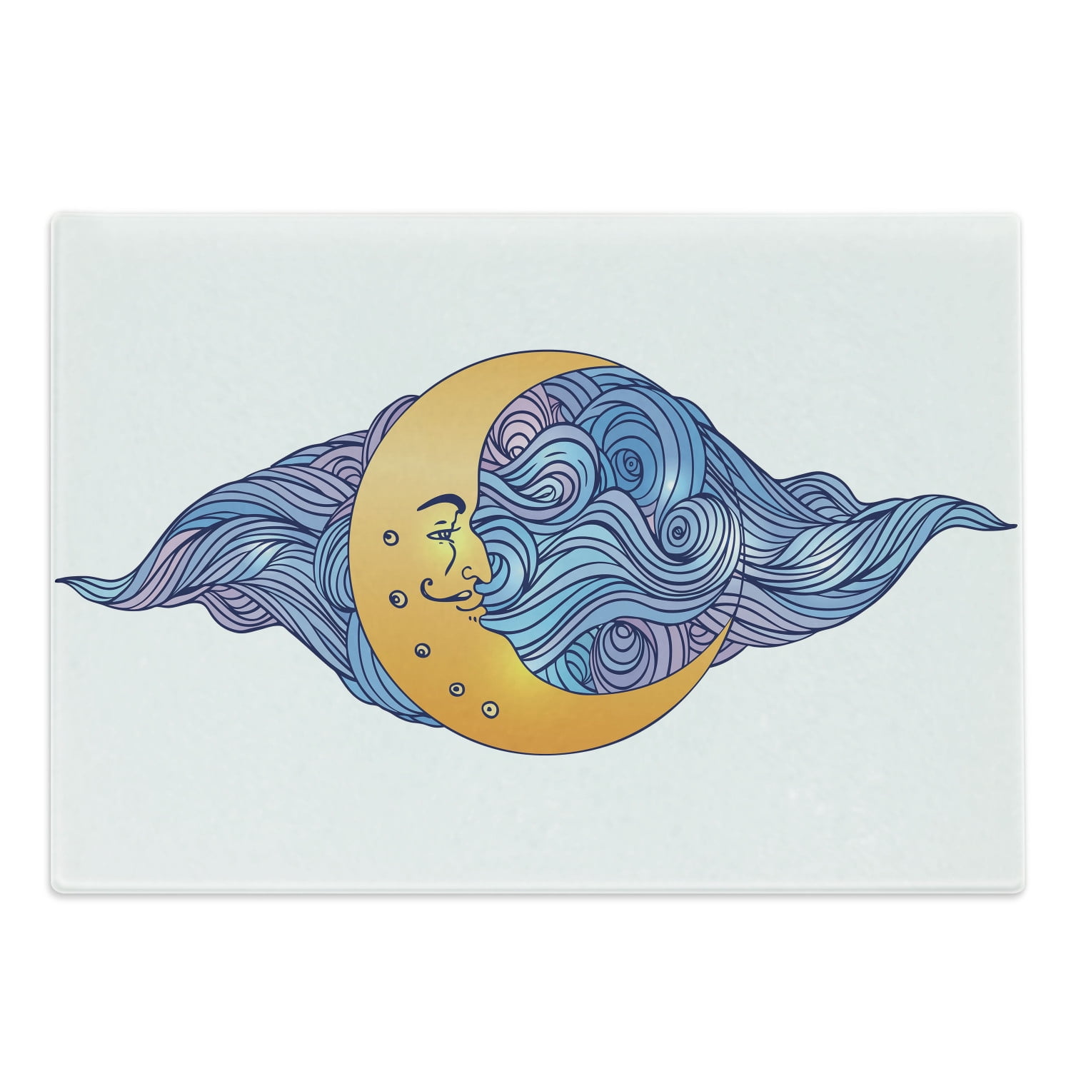 Moon Cutting Board, Abstract Crescent Moon with Swirling Cloud Backdrop ...