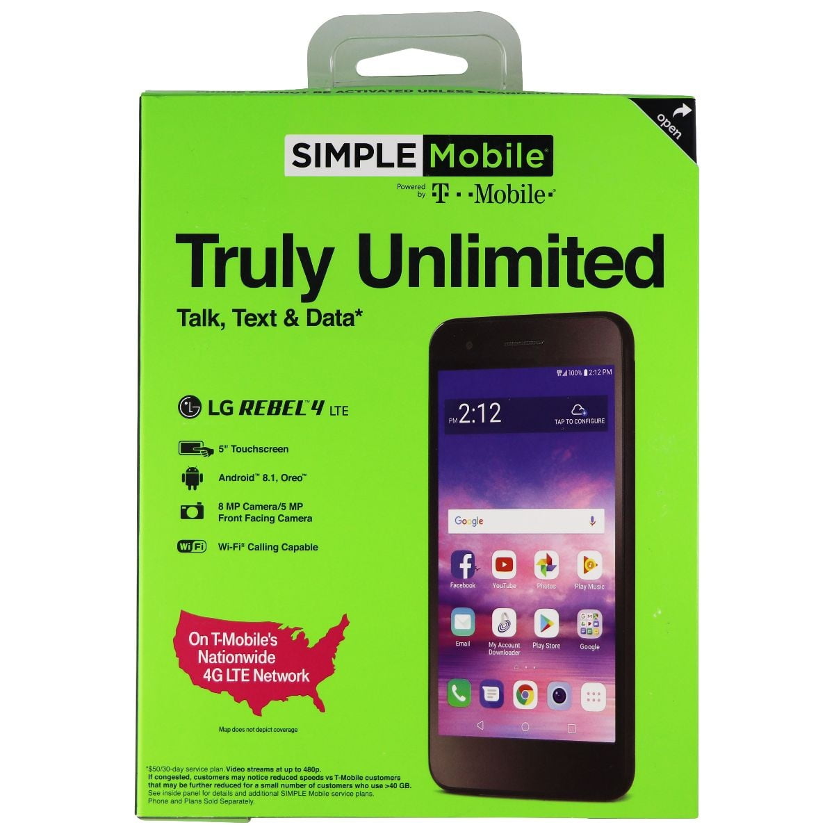 LG Rebel 4 (5-inch) Smartphone (LML211BL) Simple Mobile Pre-Paid - 16GB ...