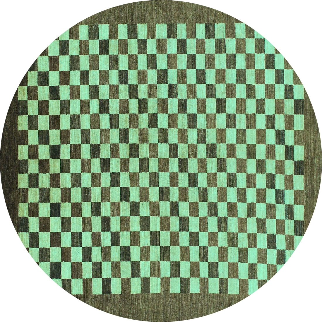 Ahgly Company Indoor Round Checkered Turquoise Blue Modern Area Rugs, 6 ...