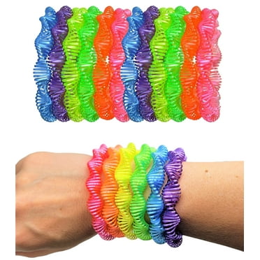 12 ~ Plastic Coil Spring Bracelets ~ Assorted Colors / Shapes ~ New ...