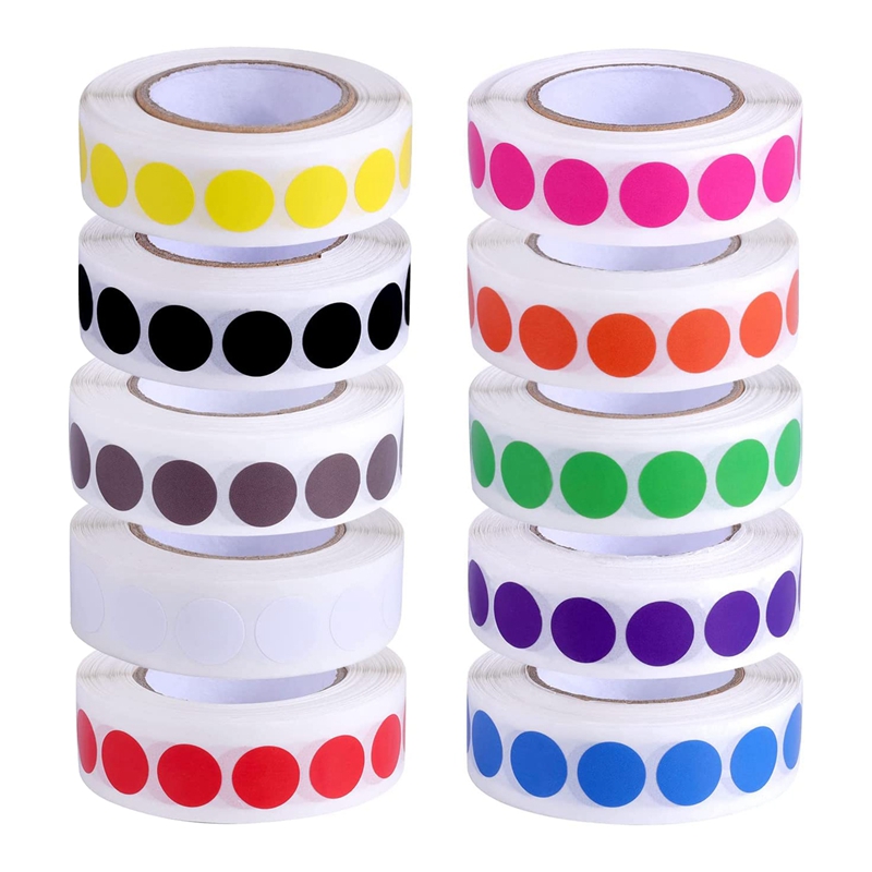 Round Color Dot Stickers, 10 of Assorted Color Dot Stickers 1/2 Inch ...