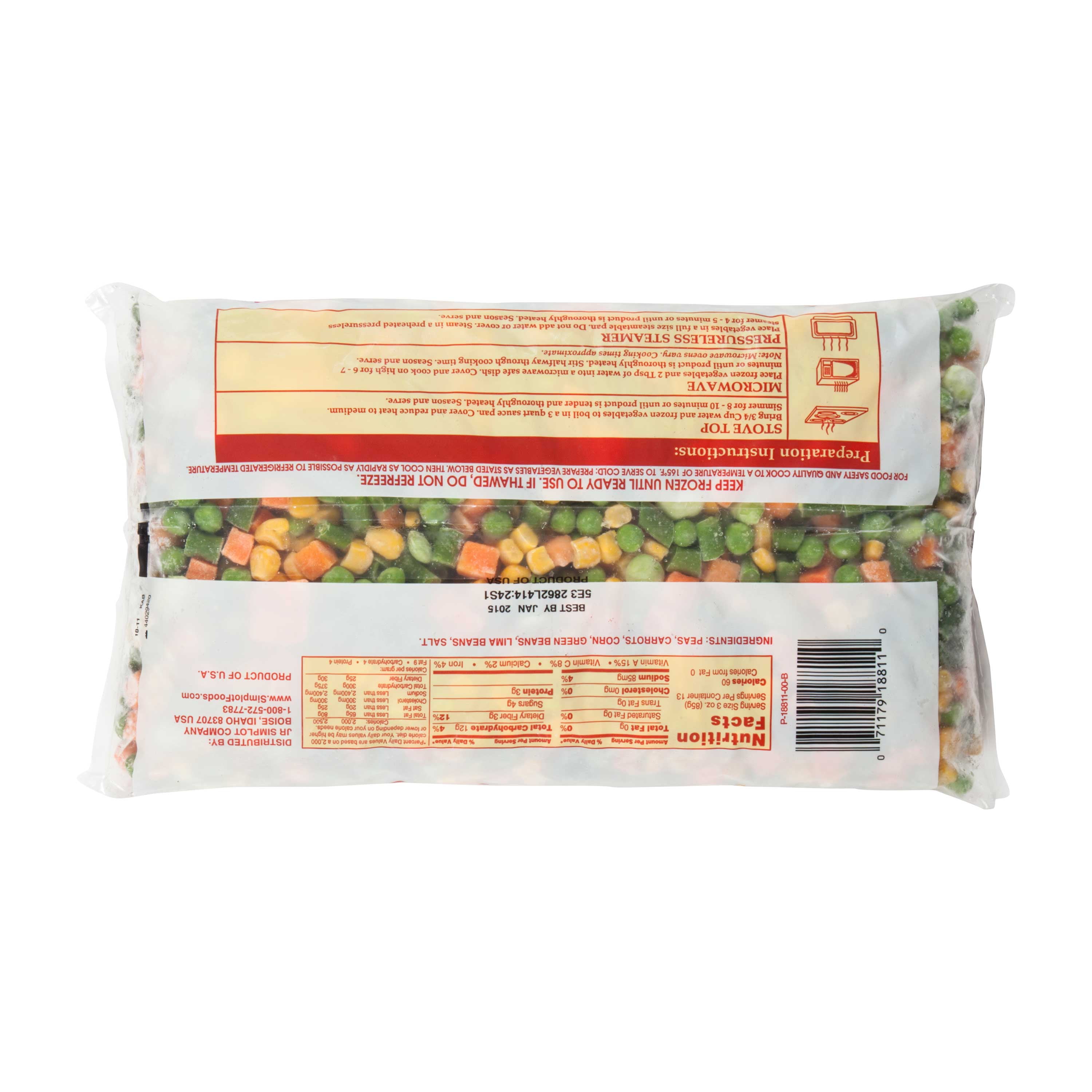 Simplot 5 Way Mixed Vegetable Blend - 40 oz. package, 12 per case ...
