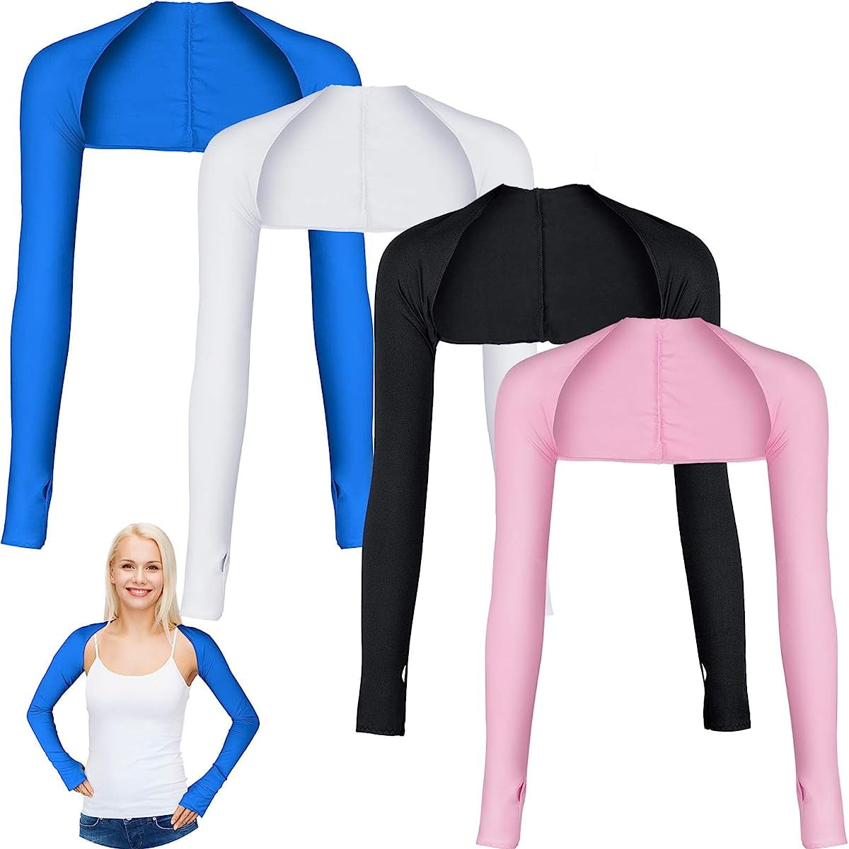 4PCS Cooling Shawl Arm Sleeves with Finger Hole Anti UV Arm Covers for ...