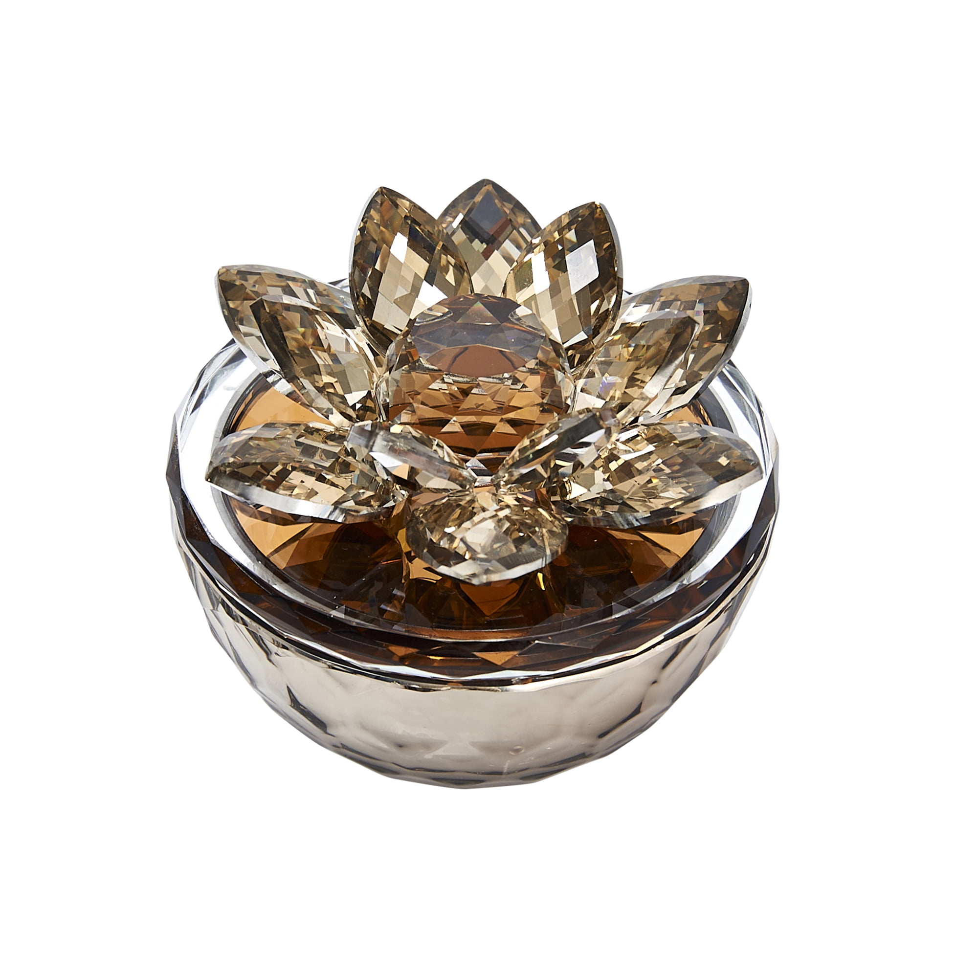 Sagebrook Home Amber Crystal Lotus Box - Walmart.com