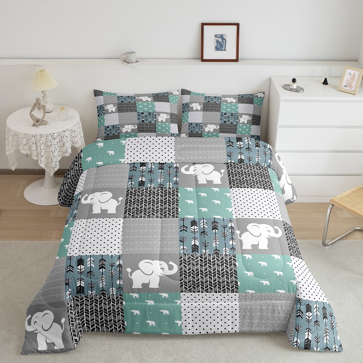 Erosebridal Cute Elephant Bedding Sets Twin With Comforter,Wild Animals ...