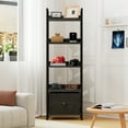 Satifur 5 Tier Ladder Bookcase with Removable Drawer Tall Standing ...