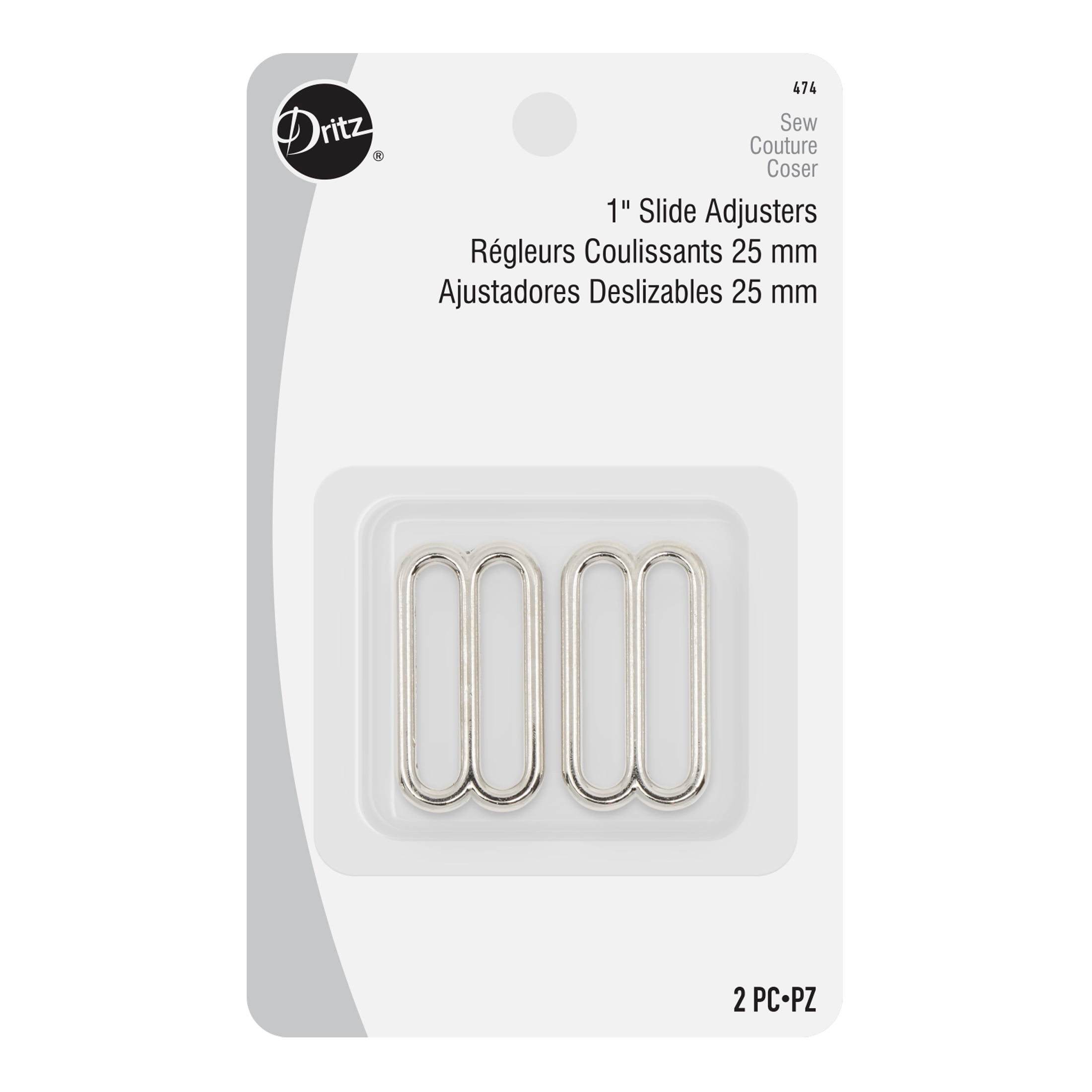 Dritz 1" Slide Adjusters-Silver, 2 Pack - Walmart.com