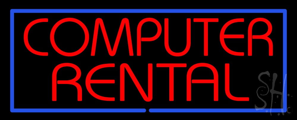 Computer Rental LED Neon Sign 13 x 32 - inches, Clear Edge Cut Acrylic ...